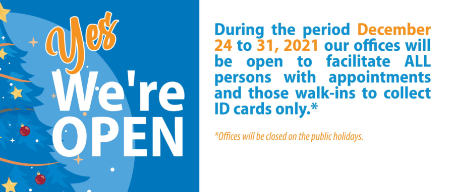 We’re Open Dec (BANNER) | Elections And Boundaries Commission